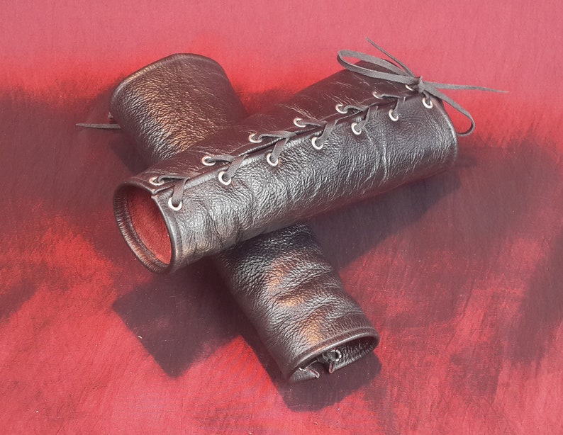 Full Leather Arm Gauntlets Set With Rear Leather Laces or - Etsy