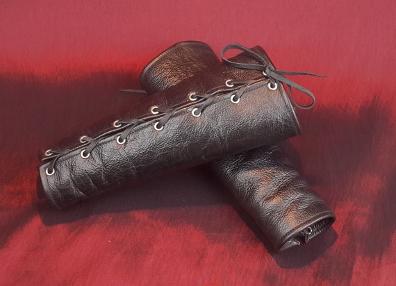 Full Leather Arm Gauntlets Set With Rear Leather Laces or | Etsy