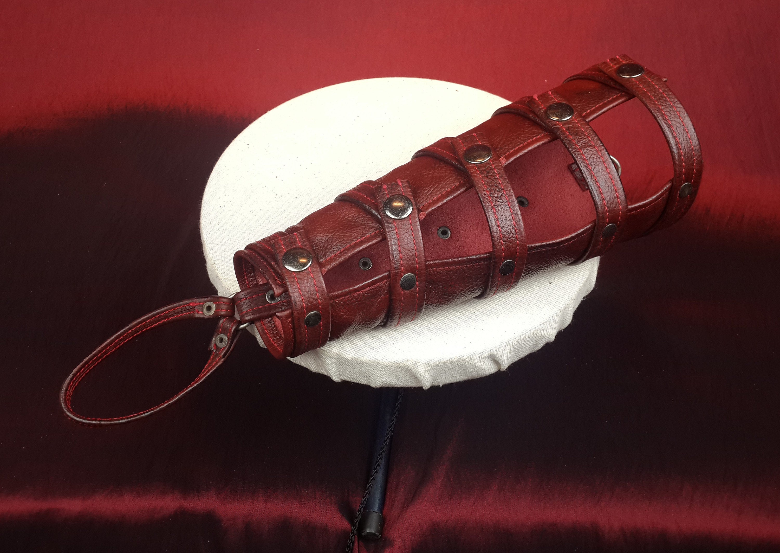 Red & Brown Leather Belted Arm Gauntlet With Hand Belt - Etsy