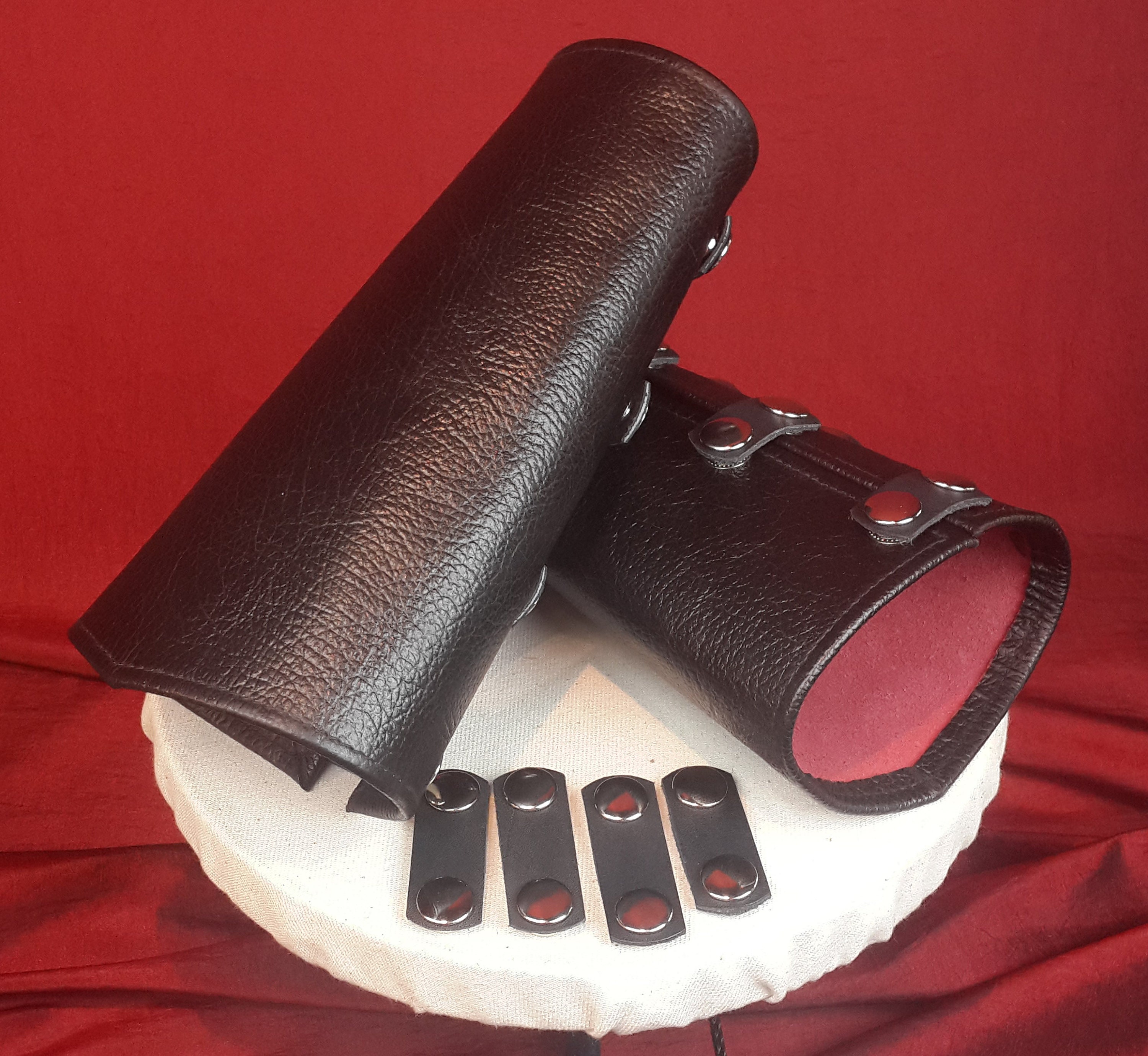 Full Leather Arm Gauntlets Set With Rear Leather Laces or - Etsy