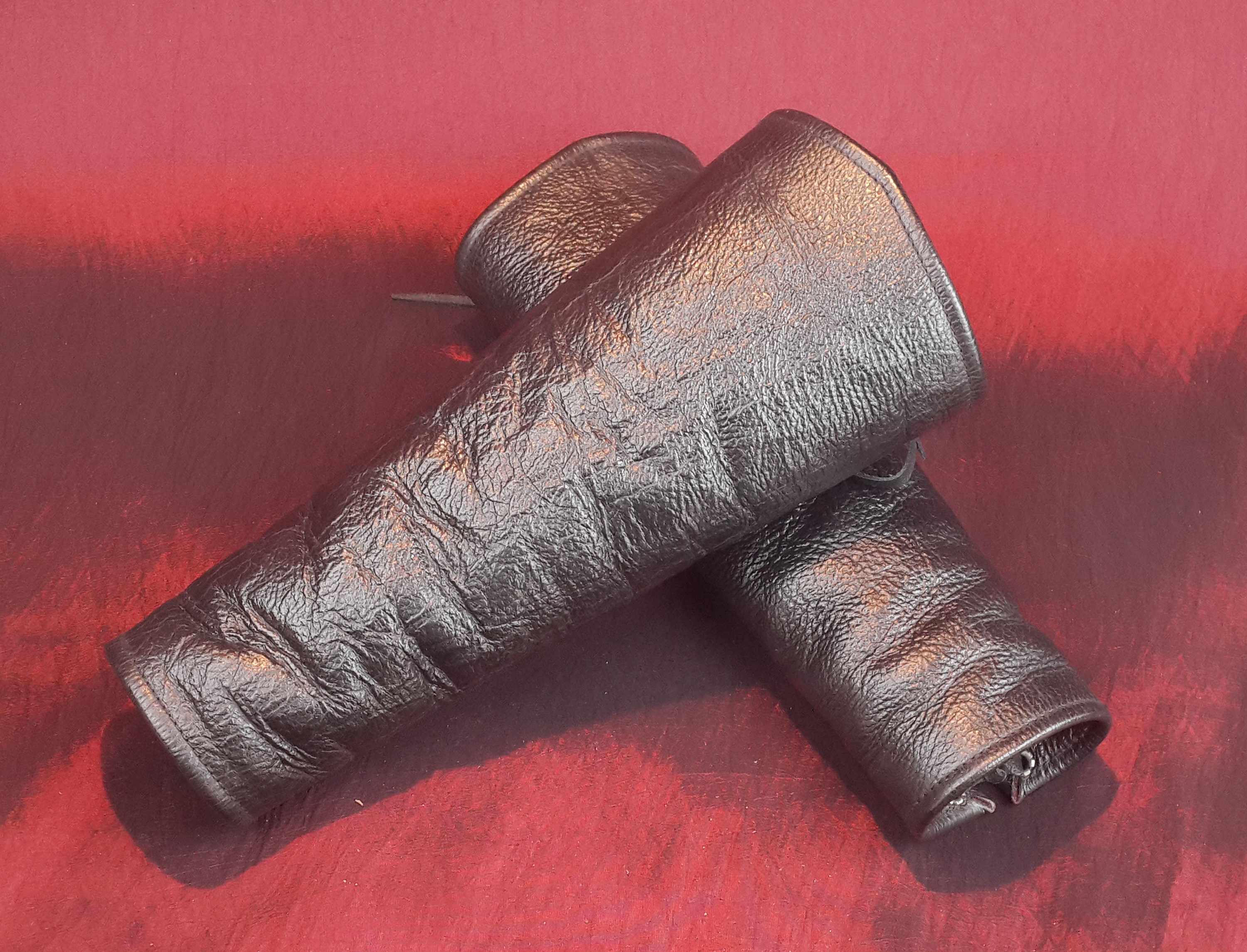 Full Leather Arm Gauntlets Set With Rear Leather Laces or Belts. Arm ...