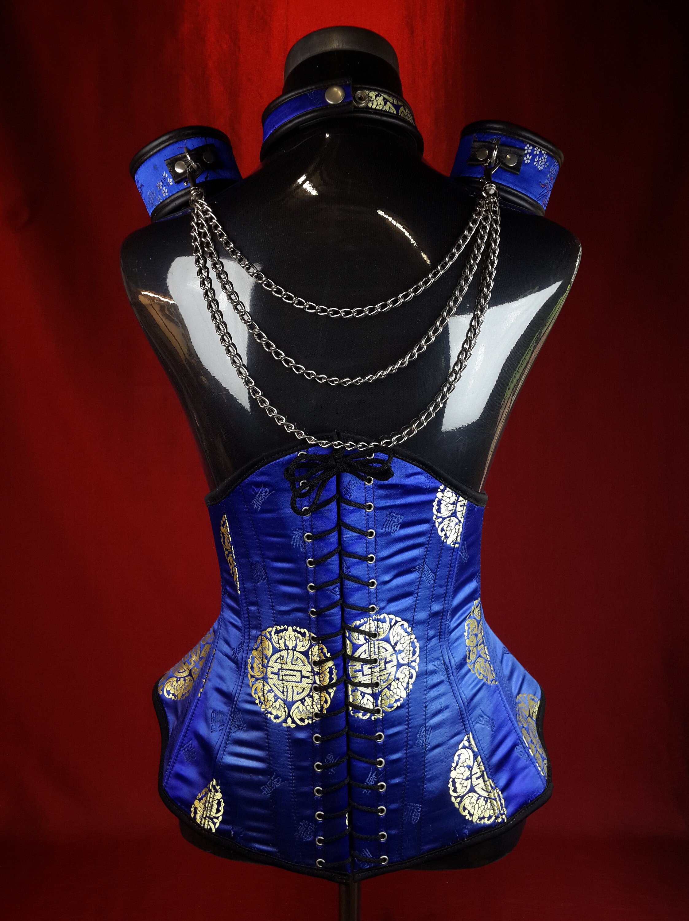 Royal Blue Silk Female Underbust Corset With Front Zip and - Etsy