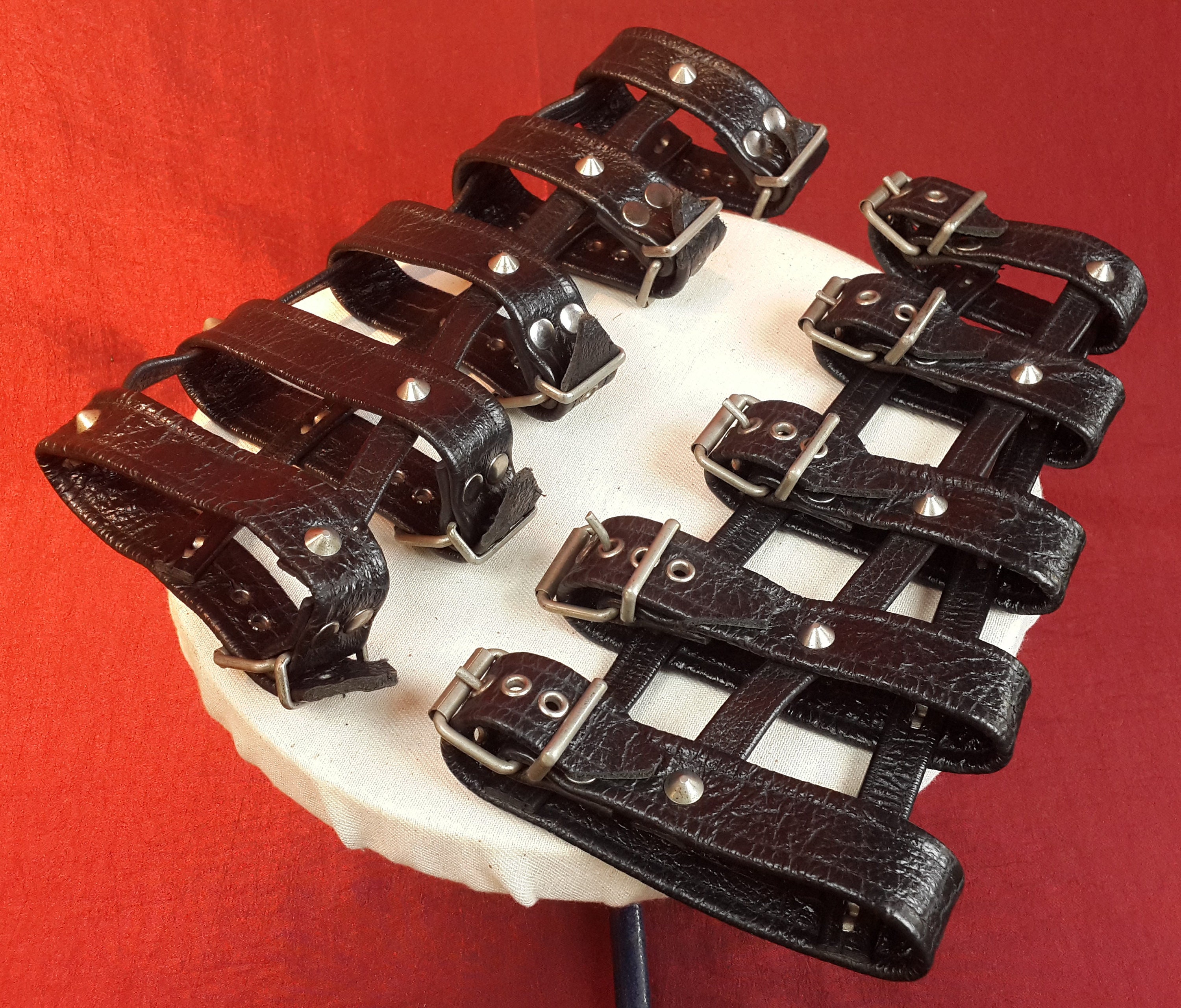 Cage Belted Arm Gauntlets in Black Leather or Blue Vinyl - Etsy