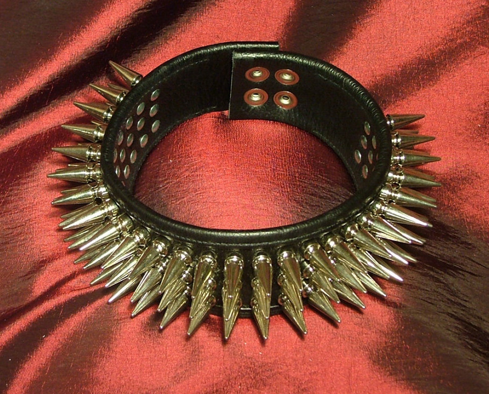 3 Row Super Spiked Leather Collar Etsy
