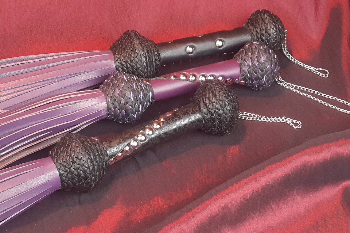 Heavy Leather Purple Flogger With Speckled Black or Black - Etsy