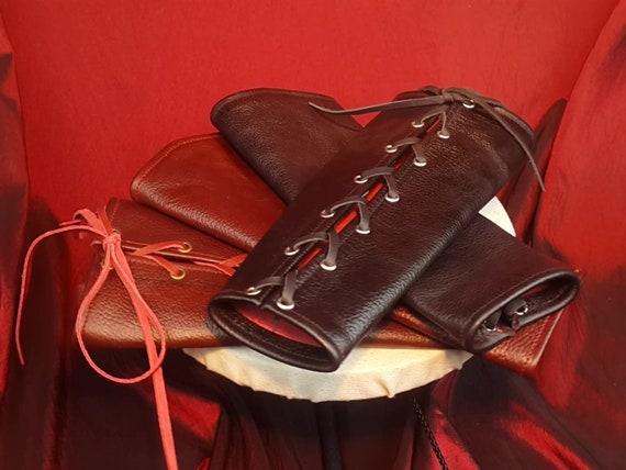 Leather Arm Gauntlets With Leather Laces. - Etsy