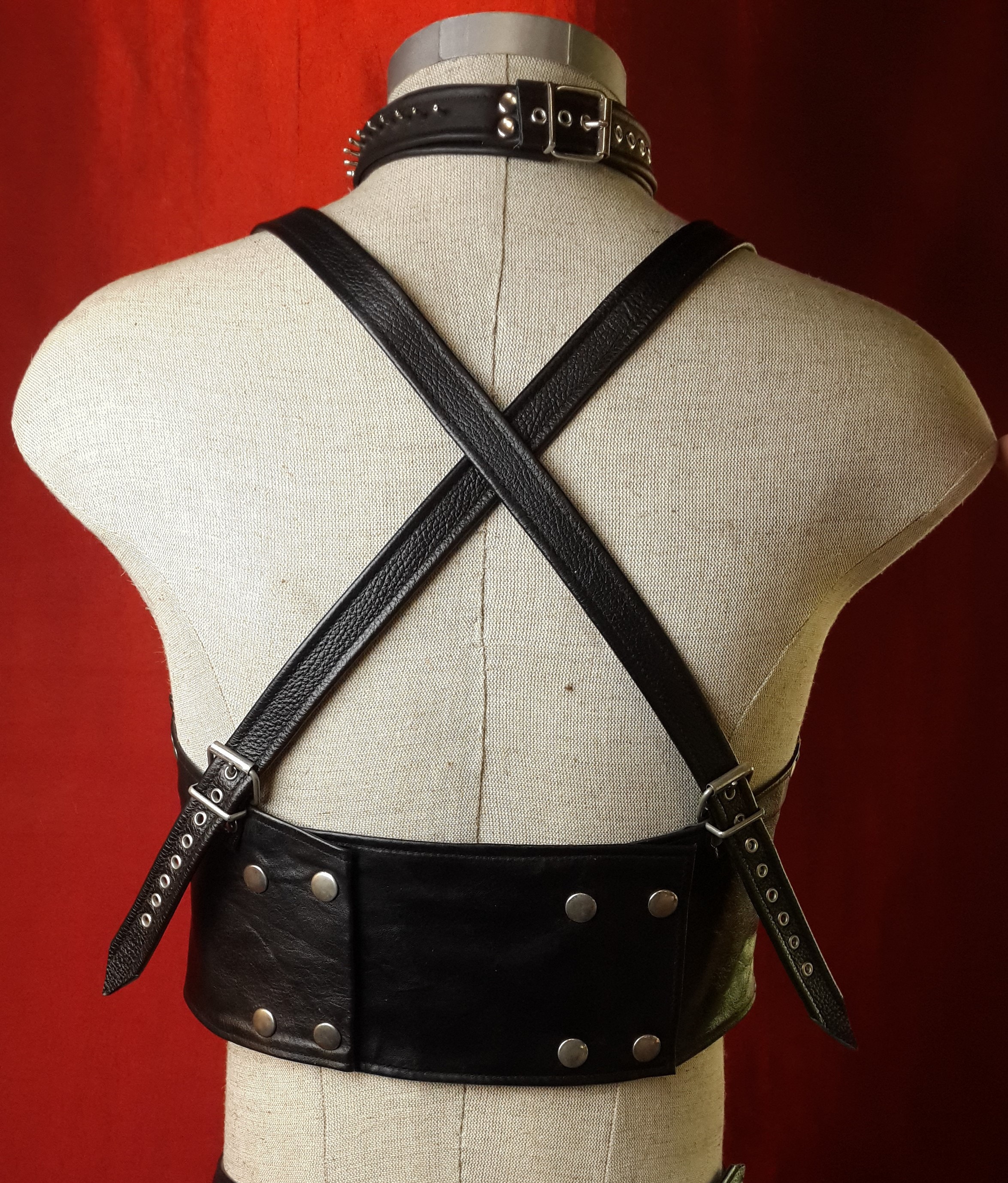 Female Black Leather Strap Top With O Ring Detail and Rear - Etsy