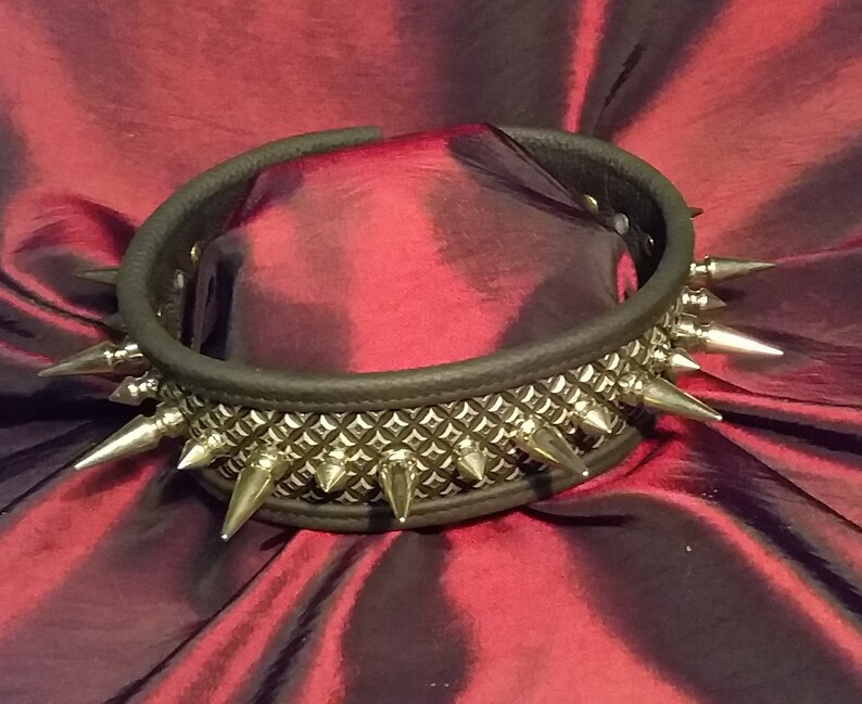 Spikey Leather Collar With Long and Short Spikes - Etsy