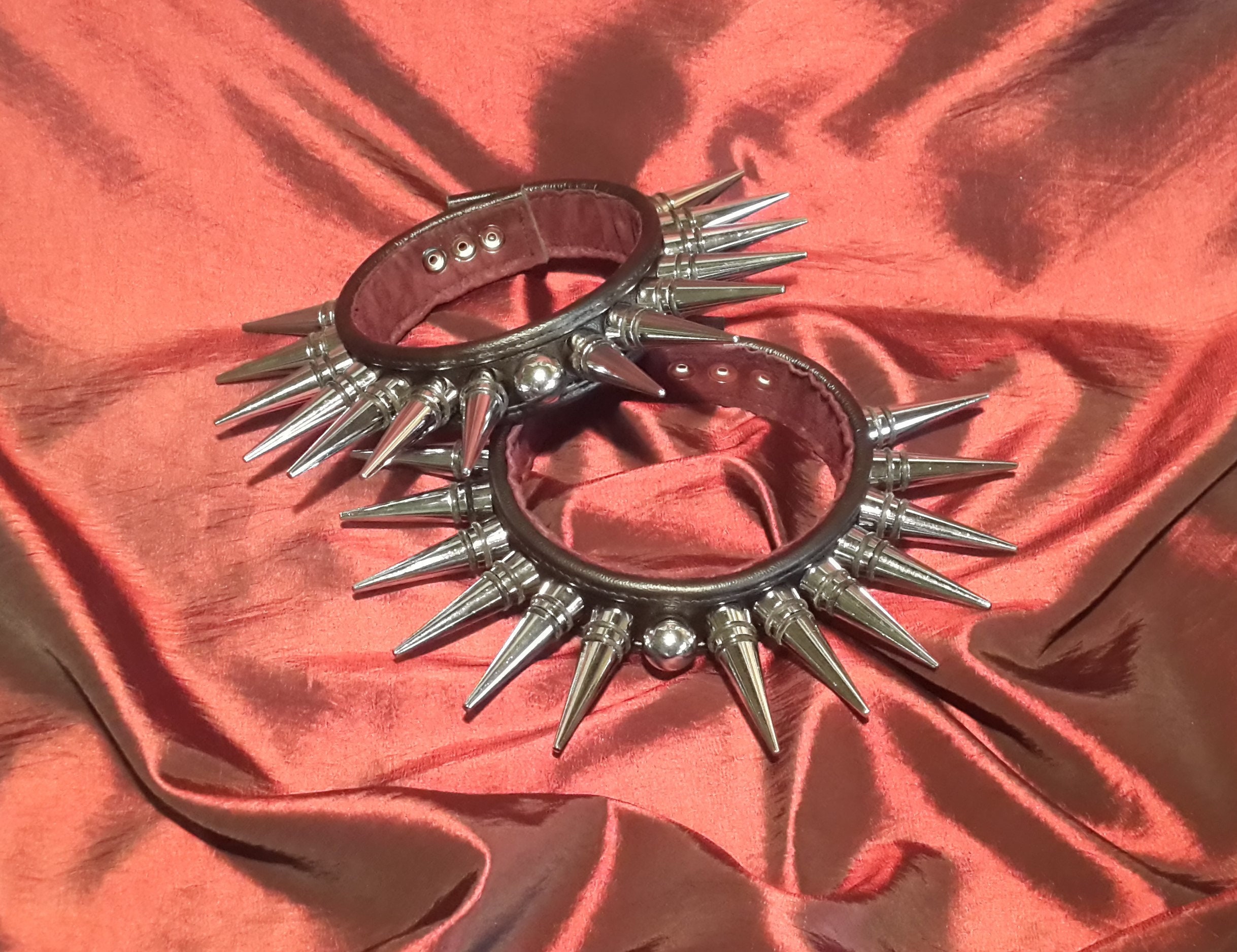 Spiked Leather Rave Collar/chocker With 14 Cone Spikes and - Etsy