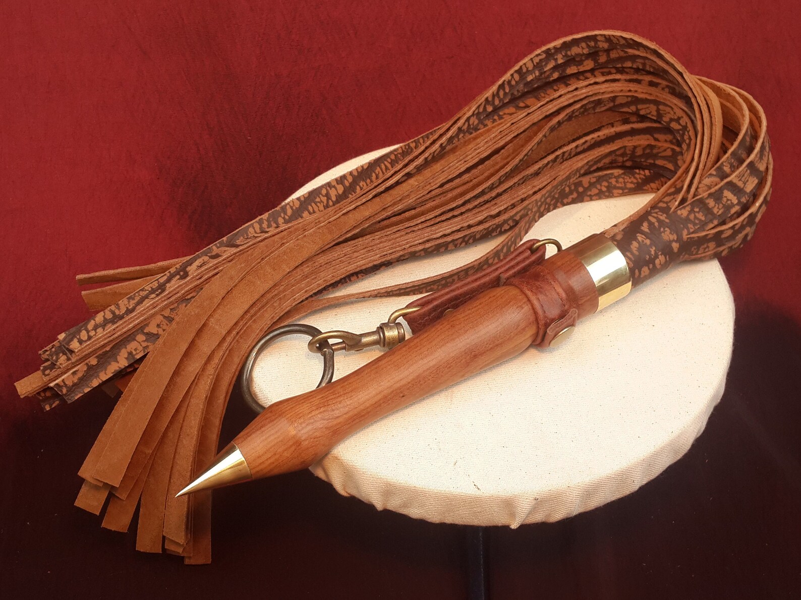 Buffalo Leather Flogger With Mopani Hard Wood Handle Detail - Etsy
