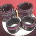 Wrist and Ankle Cuff Set in Black Leather With Purple Vinyl Inlay ...