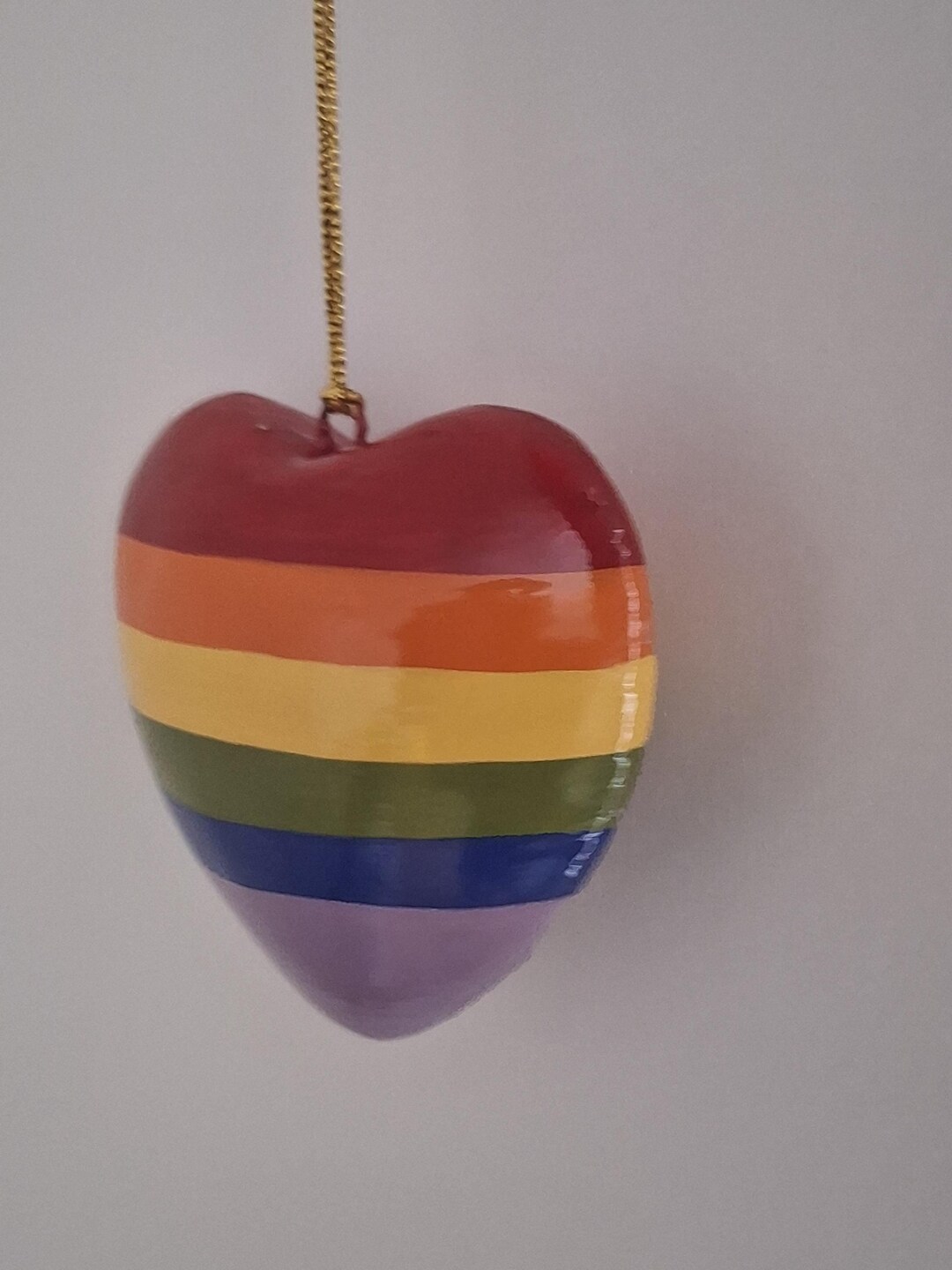 Rainbow Heart Paper Mache Hanging Decoration by Sass & Belle - Etsy