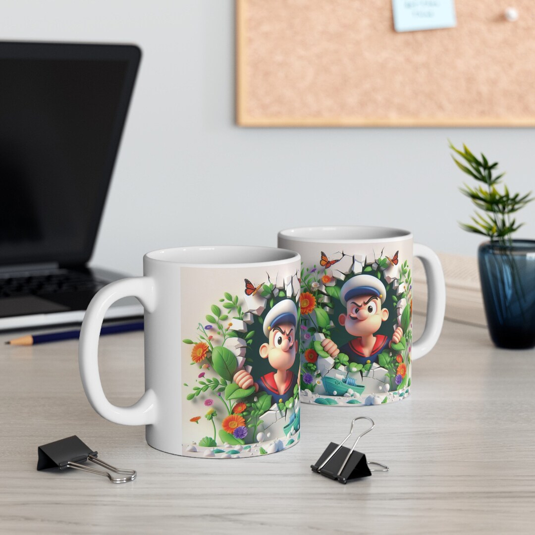 Cartoon Character Mug With Floral Design 4 11oz/15oz - Etsy