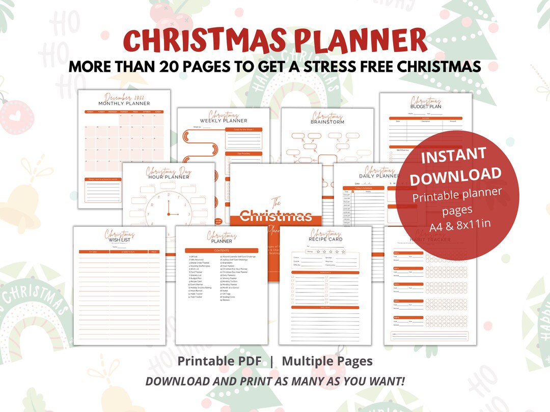Planificador imprimible de Navidad + versión OneNote, Planificador de ...