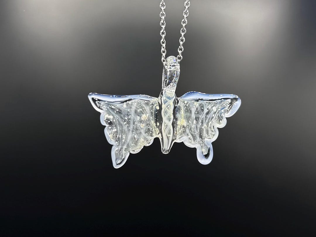 Custom Hand-blown Glass Butterfly Pendant - Cremation Ash Memorial ...