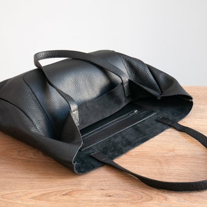 BLACK OVERSIZE SHOPPER Bag, Black Leather Shopper, Large Tote Bag ...