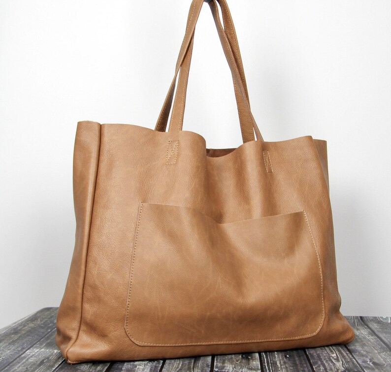 Camel Brown OVERSIZE SHOPPER Bag Camel Leather Shopper Large - Etsy