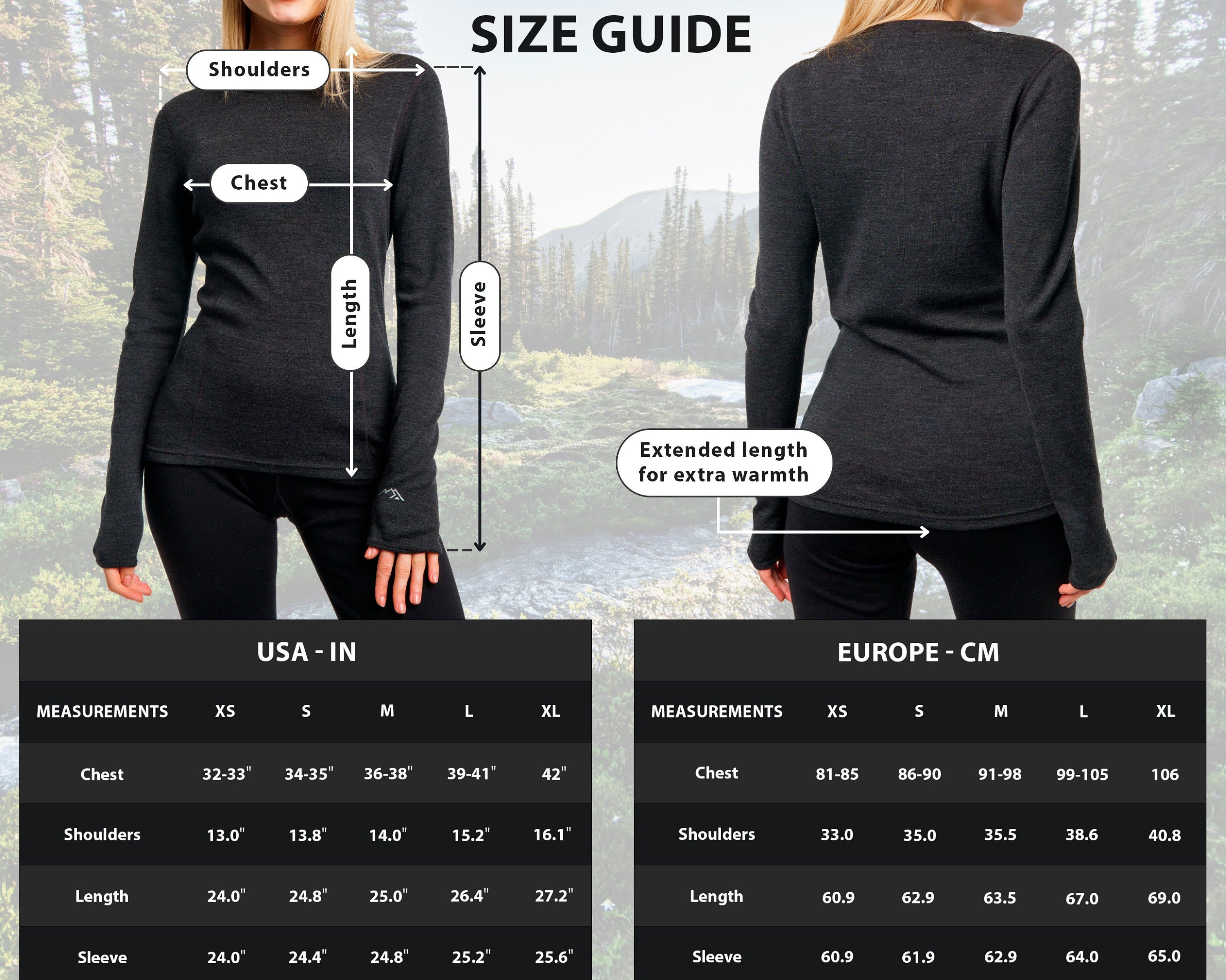 Merino Wool Base Layer Women 100% Merino Wool Midweight Long | Etsy