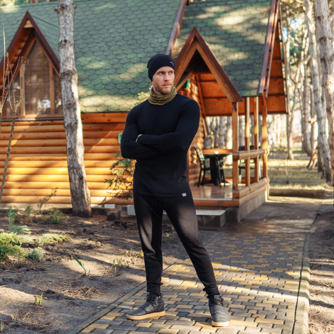 Merino Wool Thermal Activewear Set Base Layer Long Underwear, Gymwear ...