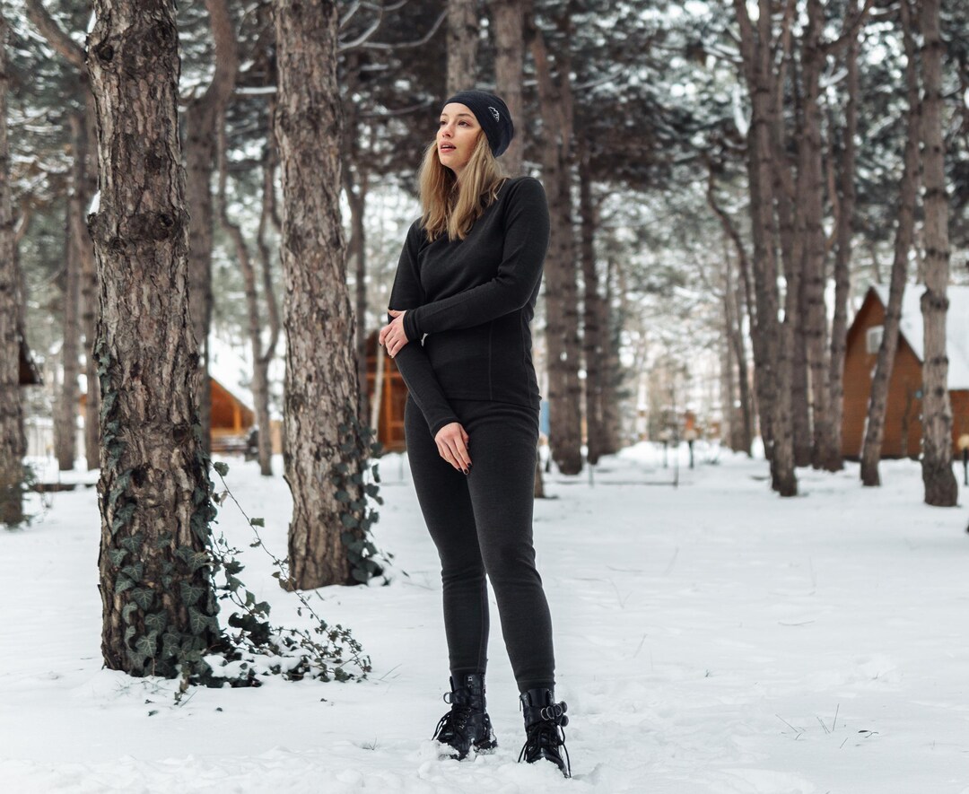 Merino Wool Set, Merino Thermals Women Base Layer Thermal Wear, Gymwear ...