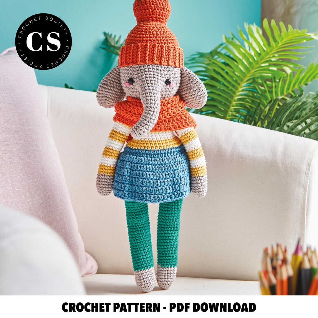 Crochet Wilma the Woolly Elephant Pattern, Amigurumi Toy Elephant ...