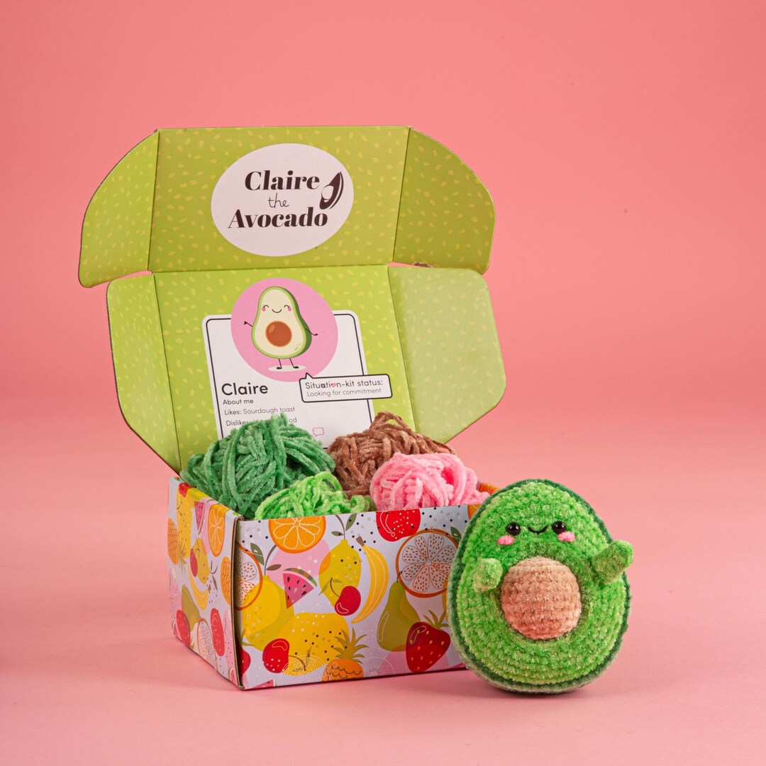 Beginner DIY Large Amigurumi Avocado Crochet Kit, Crochet Starter Kit ...