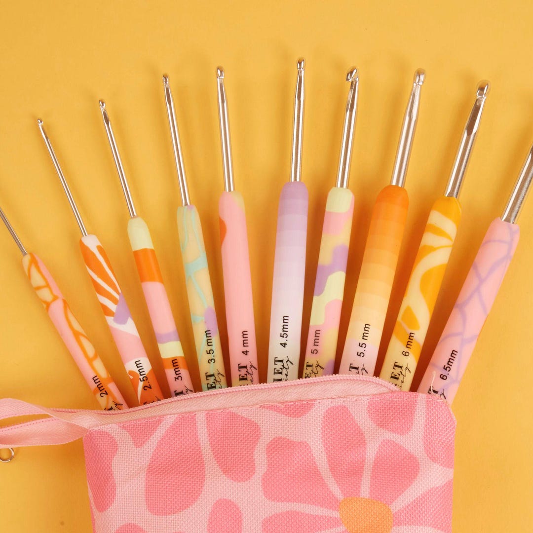 Luxury Polymer 10 Crochet Hooks and Pop-up Case, Handmade Crochet Hooks ...