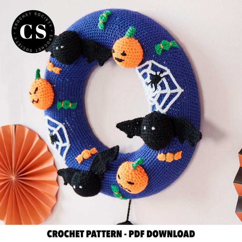 Crochet Spooky Halloween Wreath Pattern, Digital Crochet PDF, Beginners ...