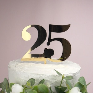 25th Birthday Cake Topper Gold Acrylic Number Topper for Milestone ...