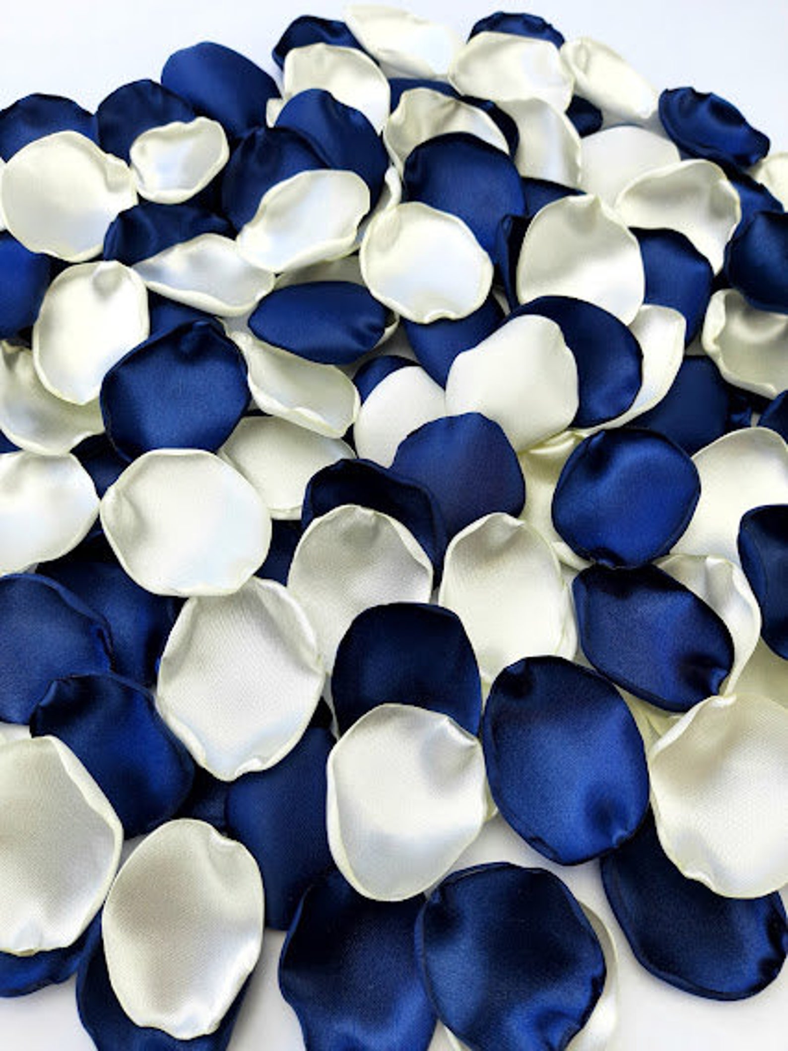 Ivory Navy Blue Wedding Ivory Rose Petals Blue Navy Flower | Etsy