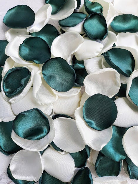 Emerald green flower petals Ivory green wedding | Etsy
