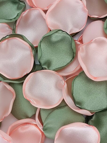 Peach Sage Wedding Flower Girl Basket Sage Green Flower Petals Light ...