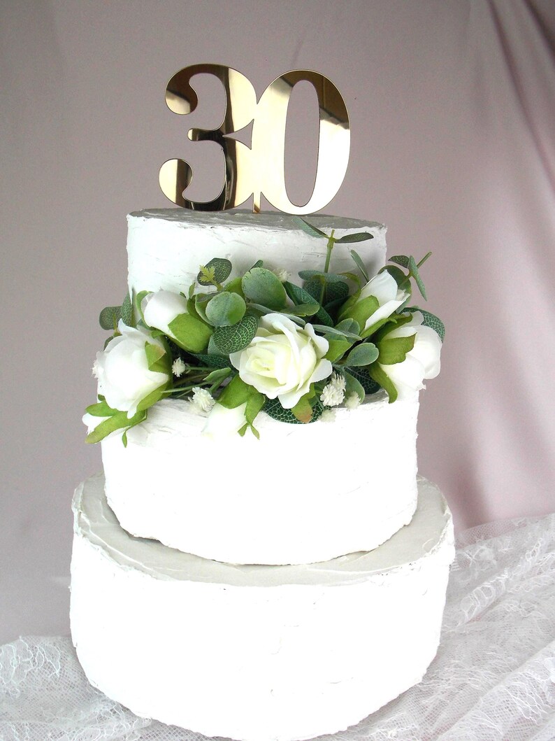 Gold Acrylic Number Cake Topper 30th Birthday Party Decor Milestone ...