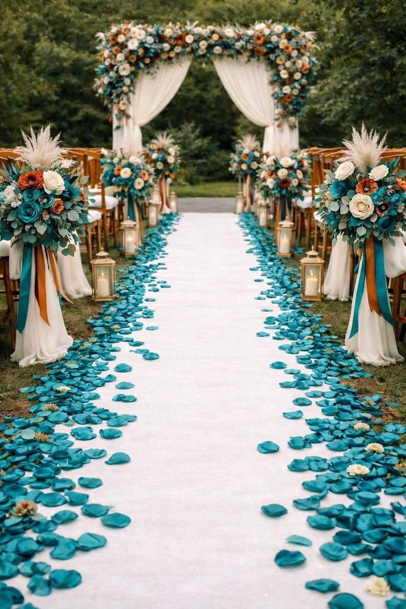 Teal Decorations Flower Girl Basket Wedding Teal Centerpiece Flower ...