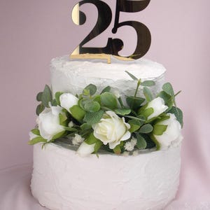 25th Birthday Cake Topper Gold Acrylic Number Topper for Milestone ...