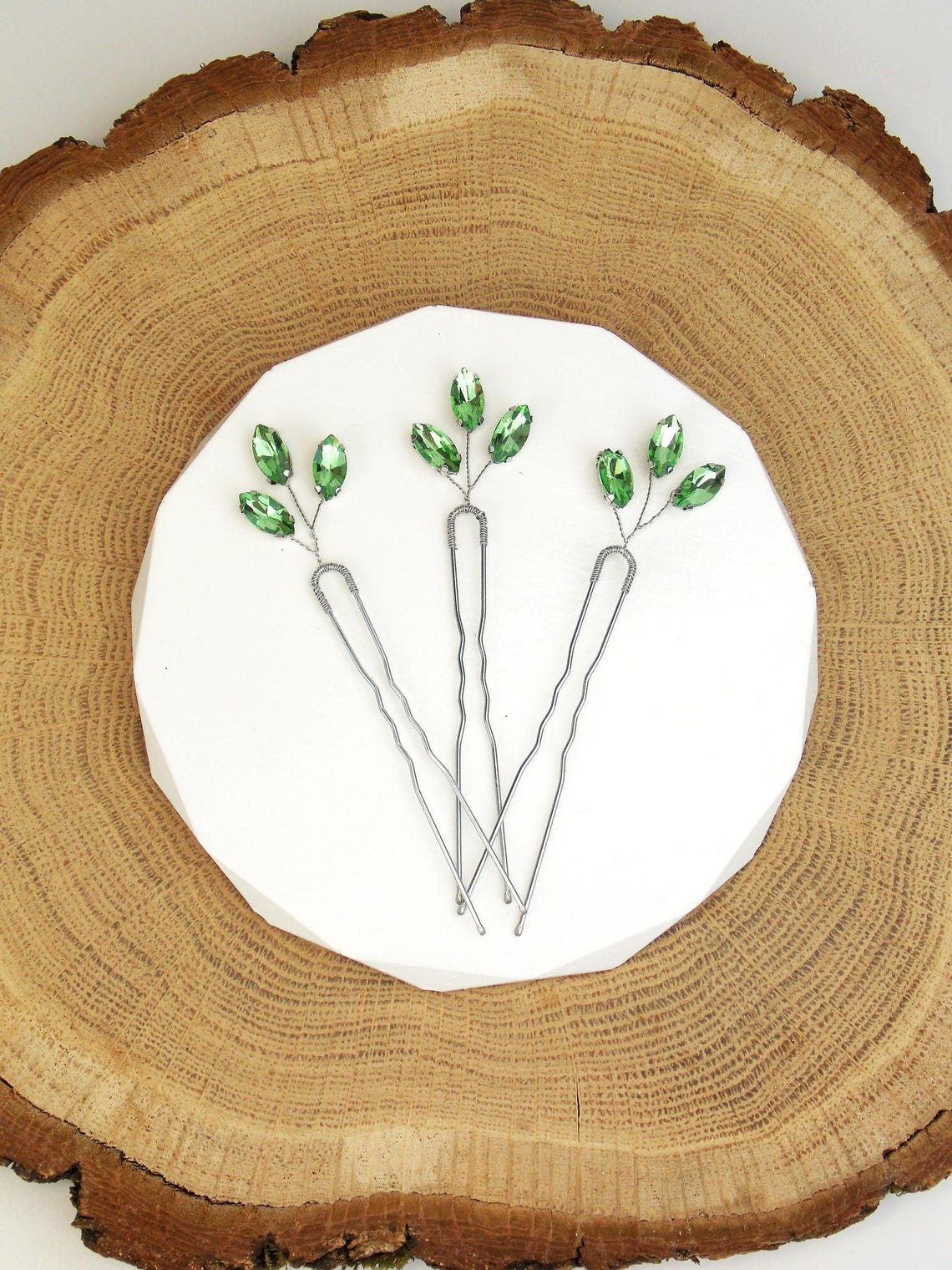 Sage Green Bridal Hair Pins Crystal Hair Pins Rhinestone Wedding Hair ...