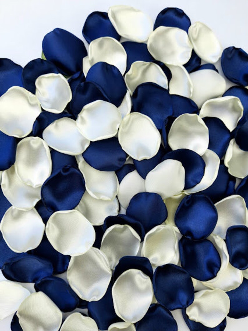 Ivory Navy Blue Wedding Ivory Rose Petals Blue Navy Flower | Etsy
