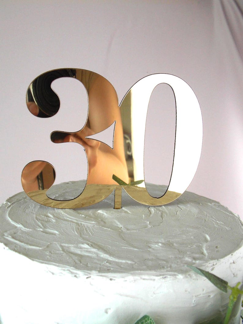 Gold Acrylic Number Cake Topper 30th Birthday Party Decor Milestone ...
