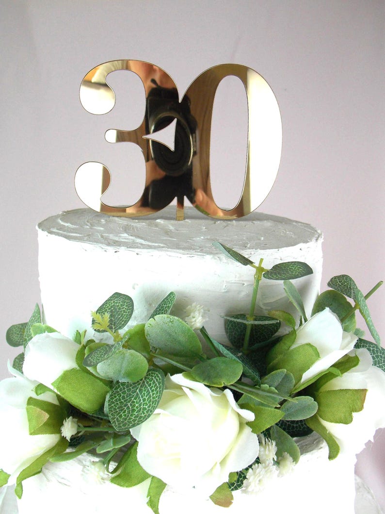 Gold Acrylic Number Cake Topper 30th Birthday Party Decor Milestone ...