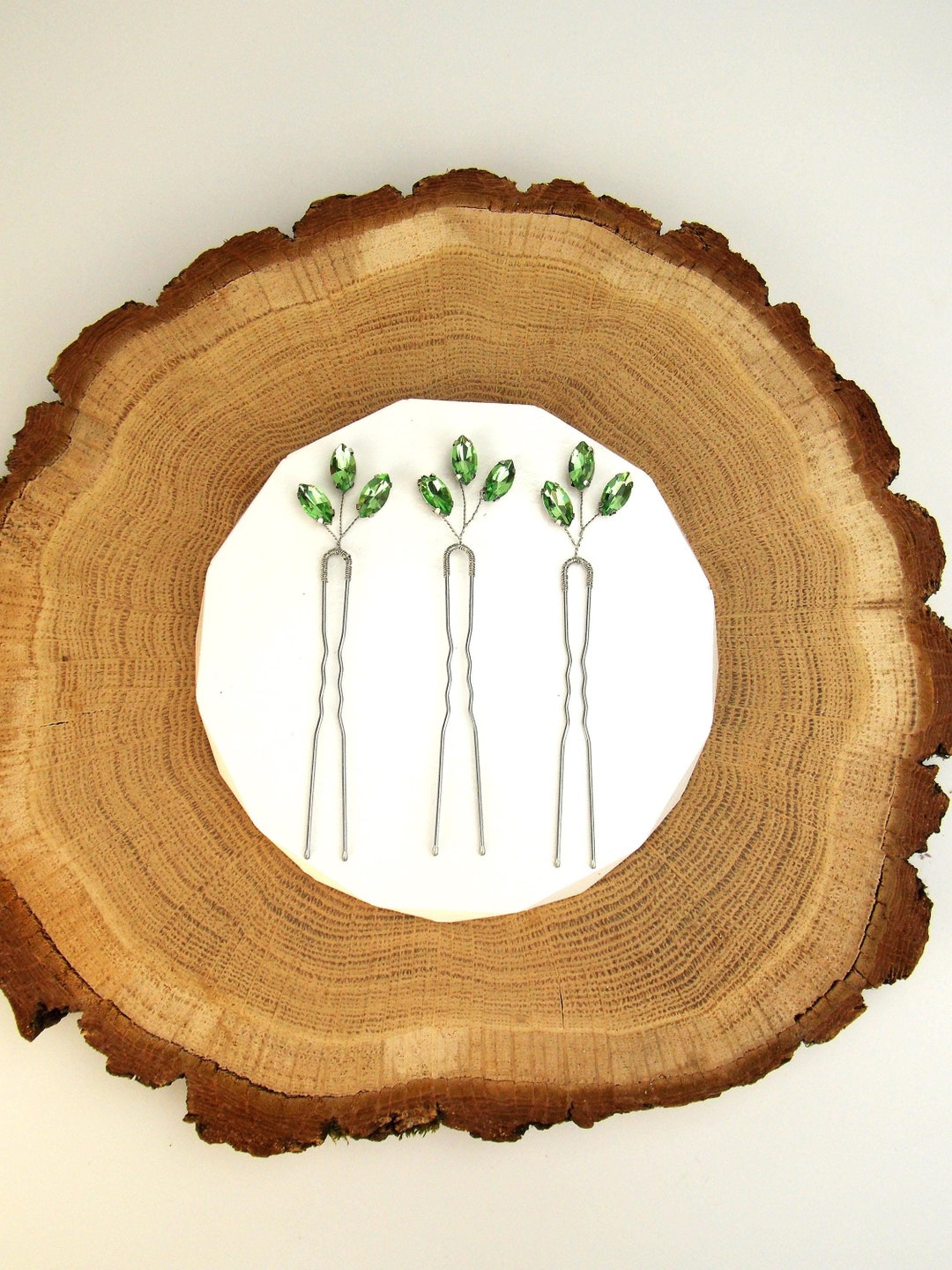Sage Green Bridal Hair Pins Crystal Hair Pins Rhinestone Wedding Hair ...