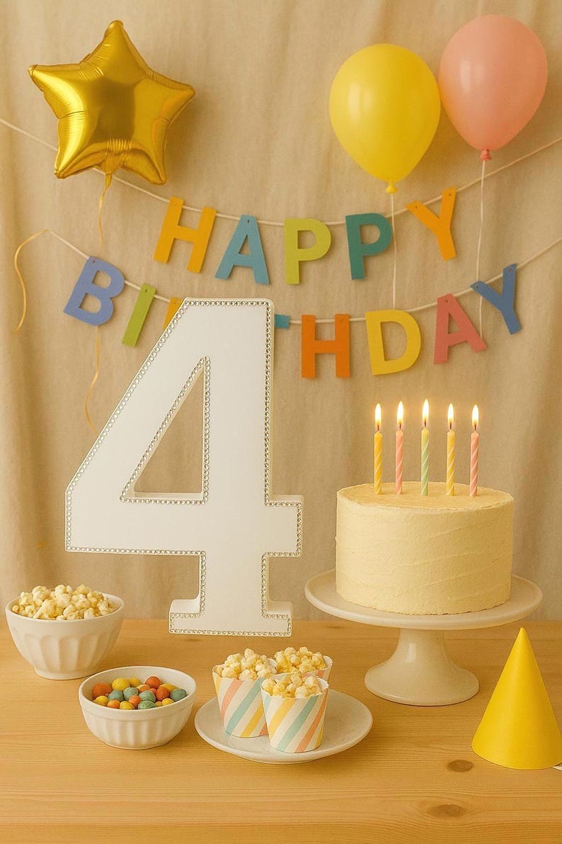 4th Birthday Table Number "4" Baby Shower Decor Anniversary Gift ...