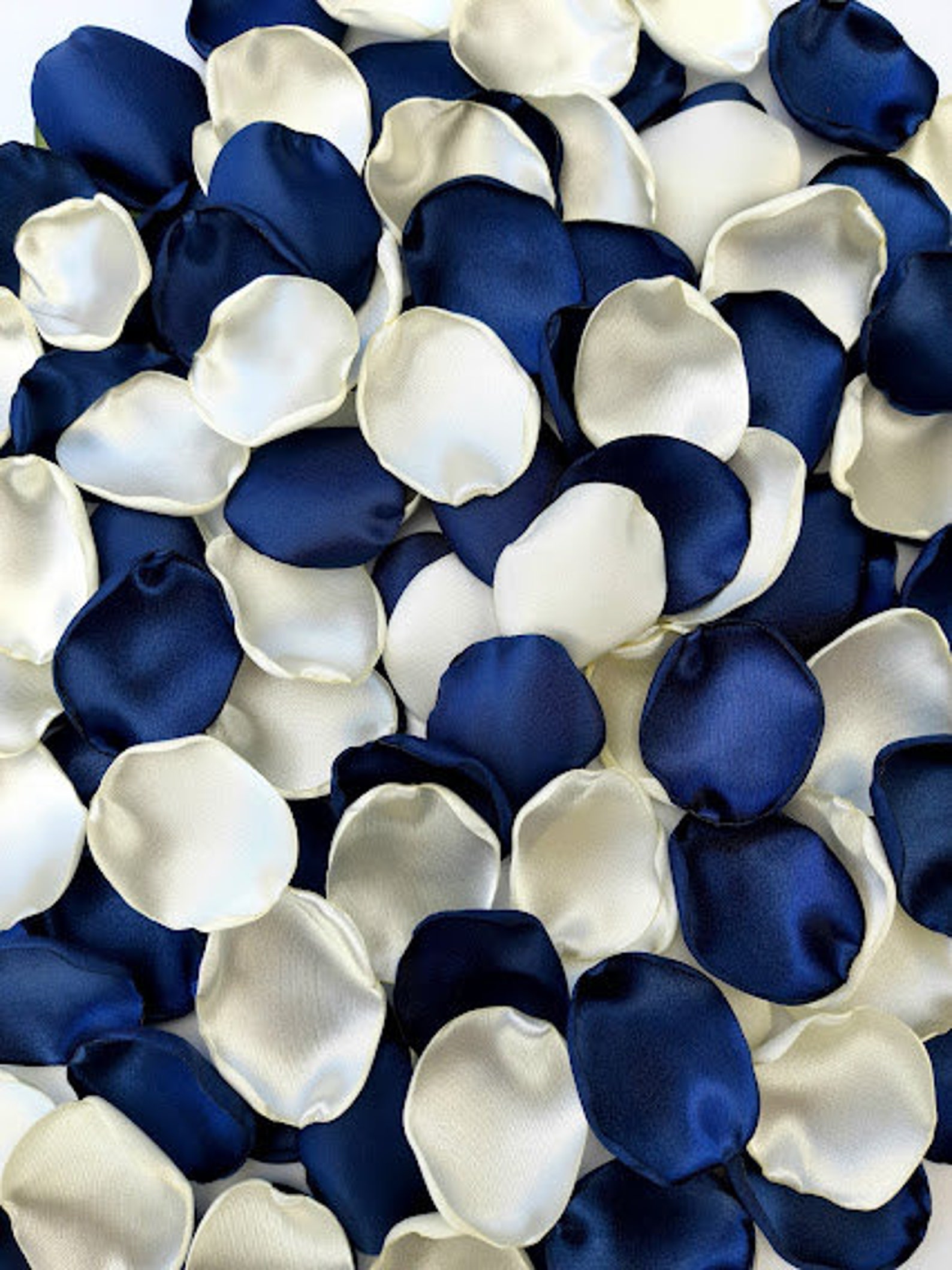 Ivory Navy Blue Wedding Ivory Rose Petals Blue Navy Flower | Etsy