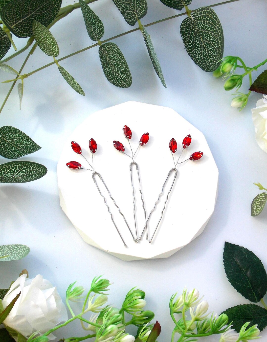 Red Hair Pins Red Hair Accessories Wedding Day Gift Bridal Hair Pins ...