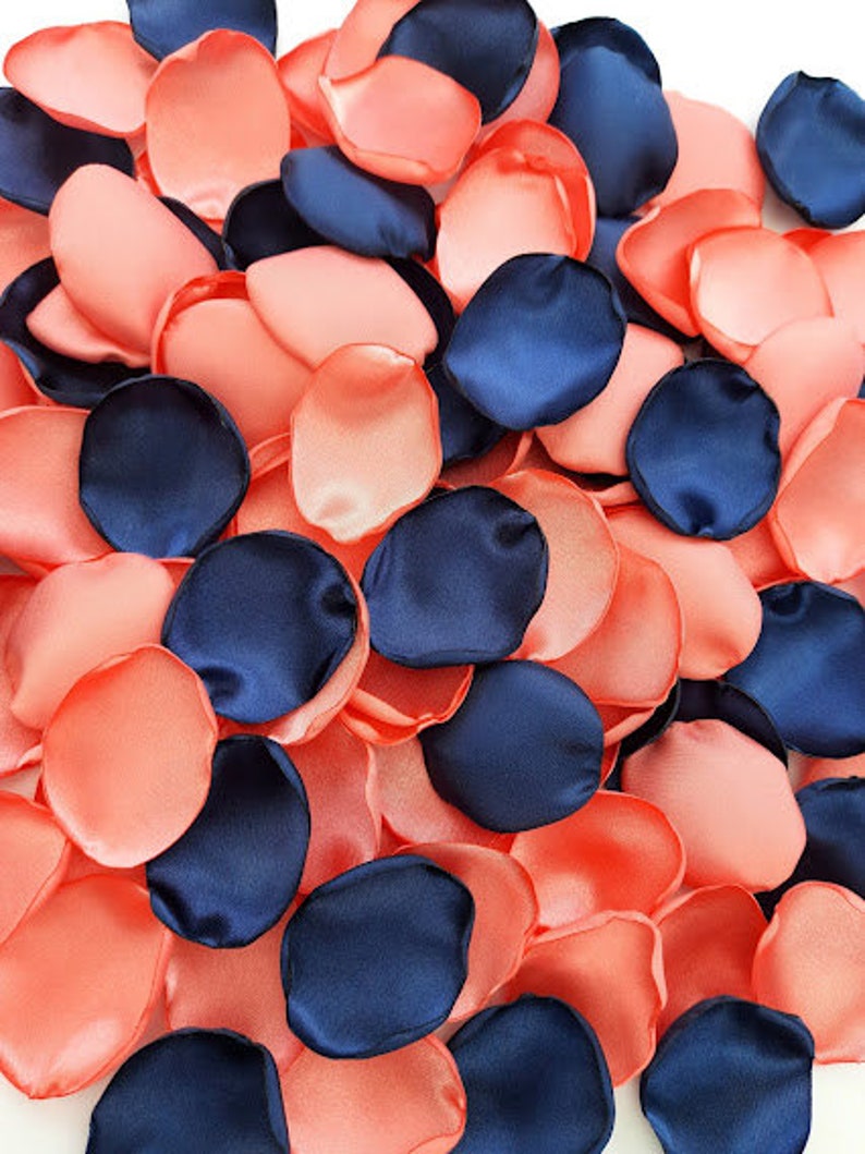 Navy Blue and Coral Wedding Decor Navy Blue Flower Coral | Etsy