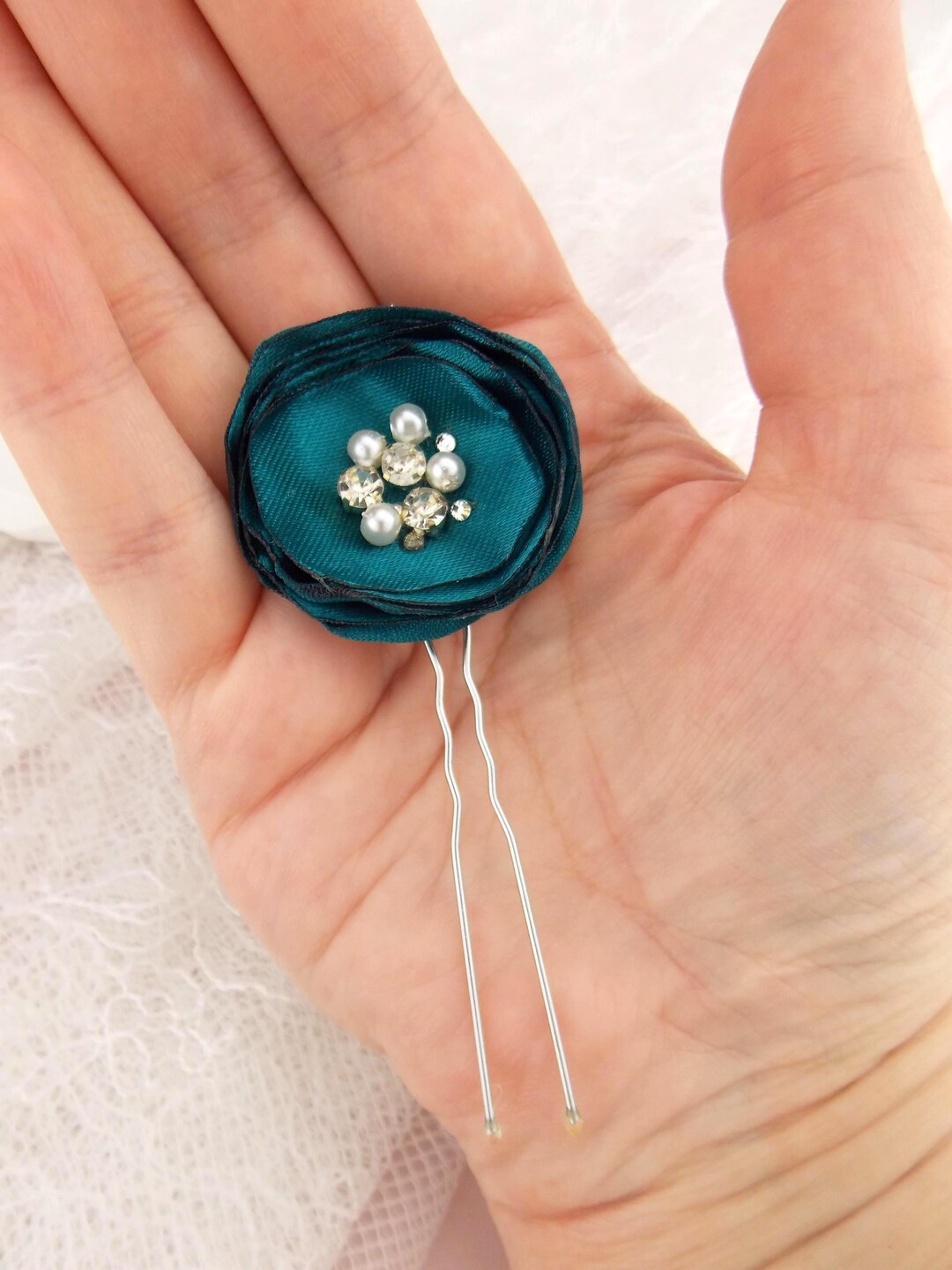 Teal Hair Pins Bridal Hair Jewelry Teal Wedding Hair Accessories ...