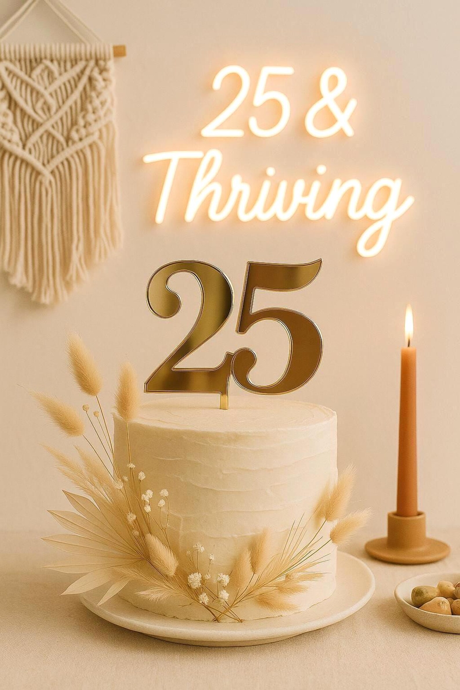 25th Birthday Cake Topper Gold Acrylic Number Topper for Milestone ...