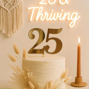 25th Birthday Cake Topper Gold Acrylic Number Topper for Milestone ...
