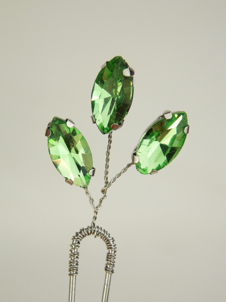 Sage Green Bridal Hair Pins Crystal Hair Pins Rhinestone Wedding Hair ...