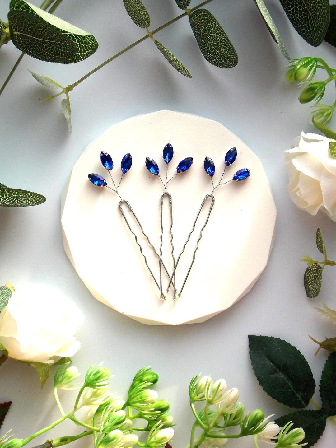 Blue Hair Pins Wedding Blue Hair Accessory Bridesmaid Gift Bridal Hair ...