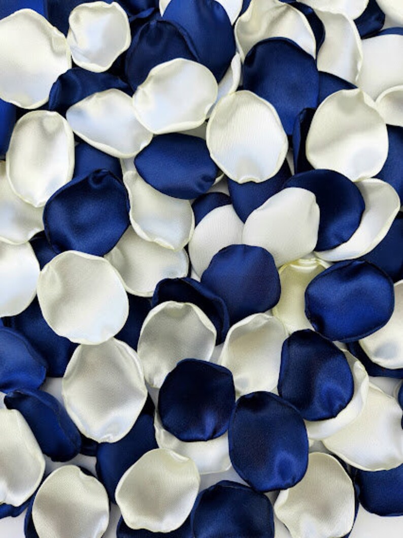 Ivory Navy Blue Wedding Ivory Rose Petals Blue Navy Flower | Etsy